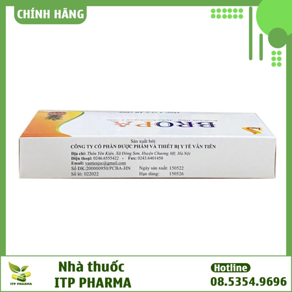 Viên ngậm Bropa hỗ trợ giảm viêm, phù nề, sưng tấy - ITP Pharma