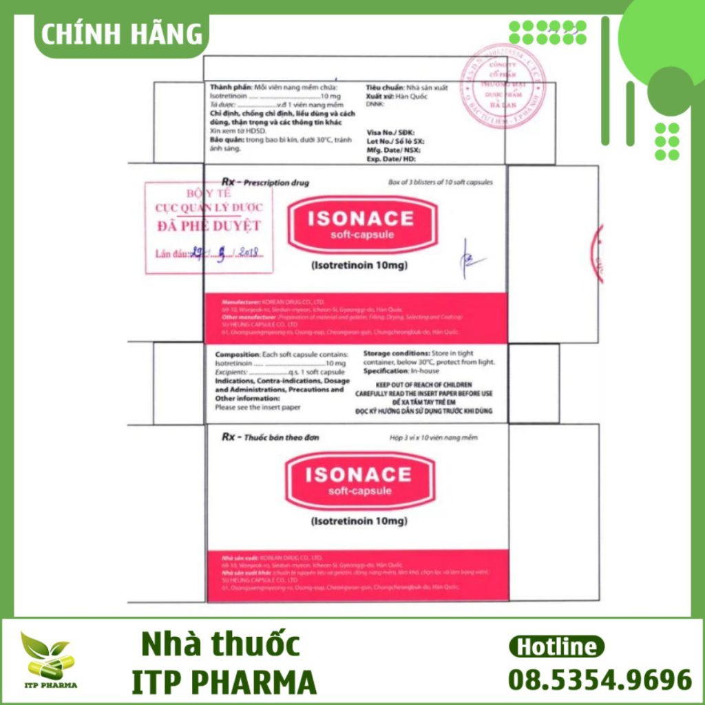 Thuốc Isonace 10mg điều trị mụn trứng cá hiệu quả - ITP PHARMA