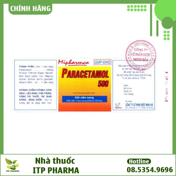 Paracetamol 500 mg Mipharmco (Viên nén)- Giảm đau, hạ sốt- ITP Pharma
